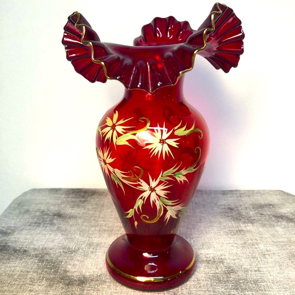 Not Sure | Accents | Reduced Price Ruby Red Czech Bohemian Crystal Vase ...
